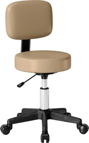 HOMCOM Výškově nastavitelná pojízdná stolička se zády 72-84 cm vysoká, 360° otočná pracovní stolička pro kancelář, salon, světle hnědá
