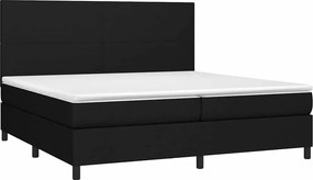 Box spring postel s matrací a LED černá 200x200 cm textil 3134743