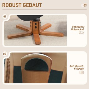 HOMCOM Relaxační křeslo s taburetem otočné o 360° naklápěcí o 130° s funkcí polohování vysoké opěradlo dřevěný rám umělá kůže černá 76x85x104cm | Aos…