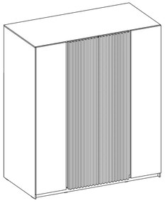 Šatní skříň KAJA 2F 2LAM | 200 cm | bez zrcadla | VYSOKÁ | černá + lamely