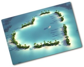 Wallmuralia Kuchyňská deska skleněná Ostrovy tvar srdce 80x52 cm