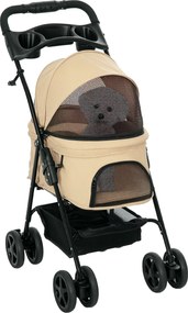 PawHut Kočár pro domácí zvířata s funkcí skládání pro malé psy a kočky Oxford Khaki 67 x 45 x 96 cm | Aosom