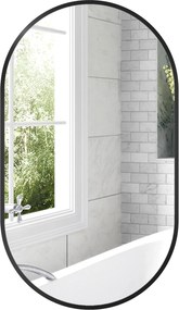 HOMCOM Oválné Koupelnové Zrcadlo 40x70 cm s Hliníkovým Rámem Dekorativní Zrcadlo na Zeď Horizontální nebo Vertikální pro Obývací Pokoj Vstupní Halus Č