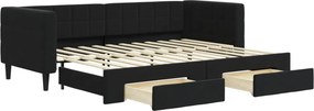Válenda s přistýlkou a zásuvkami černá 80 x 200 cm samet 3196736
