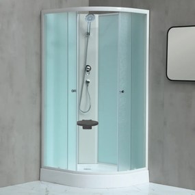 MILD AS-Levý 100x80 WHITE Sprchový box asymetrický s akrylátovou vaničkou a sedátkem