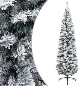 Úzký umělý vánoční stromeček zasněžený zelený 210 cm PVC,  320955 HangarStore.cz
