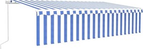 vidaXL Ručně zatahovací markýza s roletou 6 x 3 m [3069356] Barva: Modro-bílá
