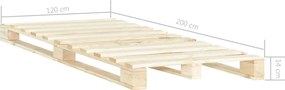Rám postele z palet masivní borovice 120 x 200 cm 285236