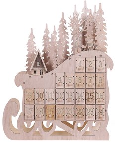 Dekorace LED sáně a adventní kalendář světlé dřevo IMPALA Beliani