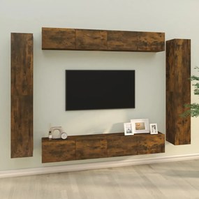 8dílný set TV skříněk kouřový dub kompozitní dřevo 3114299