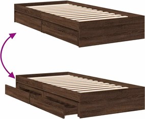 Rám postele se zásuvkami hnědý dub 75 x 190 cm kompozitní dřevo 3280719