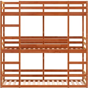 Třípatrová postel voskově hnědá 80x200 cm masivní borové dřevo 3284253