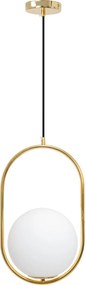 Toolight - Skleněná závěsná lampa E27 60W APP473-1CP, bílá-zlatá, OSW-00605