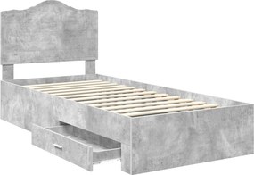 Rám postele s čelo Betonově šedá 100 x 200 cm Kompozitní dřevo 3413642
