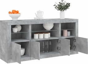 Příborník s LED osvětlením betonově šedý 142,5 x 37 x 67 cm 3209068
