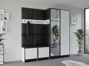 Šatní skříň EDEN 21 bílý + ekokůže černý Vzor 1