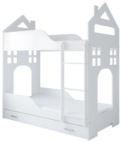 BabyBeds Dětská patrová postel DOMEK 180x80 Barevné provedení: Šedá, Úložný prostor: Ne, bez úložného prostoru