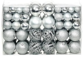 Sada vánočních baněk 100 kusů 3/4/6 cm stříbrná - Default Title