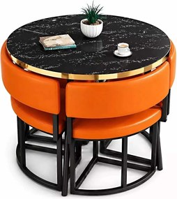 LuxuryForm DESIGN Jídelní set MONTE 4+1 - oranžový / černý