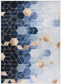 Dywany Łuszczów, Kusový koberec ANDRE Geometric 1216, 80x150, modrá, chodba / předsíň