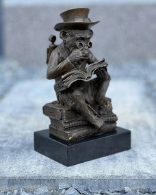 Bronzová socha soška - Opice s knihou Steampunk