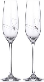 Diamante sklenice na šampaňské Romance s kamínky Swarovski 200ml 2KS