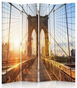 Ozdobný paraván Brooklynský most New York - 145x170 cm, čtyřdílný, obustranný paraván 360°