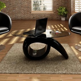 Konferenční stolek se skleněnou deskou a vysokým leskem černý,  240432