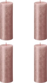 Bolsius Rustikální válcové svíčky Shimmer 4 ks 190 x 68 mm [440891] Barva: Růžová