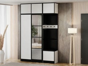 Šatní skříň s nástavcem EDEN 13 bílý + ekokůže černý