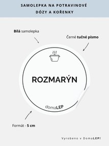 Samolepka na kořenky ROZMARÝN bílá 5 cm tučné písmo