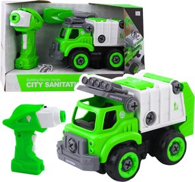 LEAN Toys RC popelářské auto na dálkové ovládání se šroubovákem zelené 2v1
