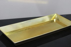 Zlatá plastová hranatá tác 49cm