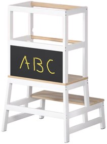 Učicí věž PLAY borovice, 93x51x50cm, bílá/přírodní hnědá Spielwerk