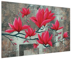 Obraz červených květů (120x80 cm)