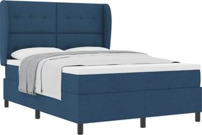 Postel s boxspringem s čelo Modrá 140 x 190 cm textil 3340563