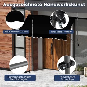Costway Upínací markýza bez vrtání s ruční klikou, výškově nastavitelná – černý
