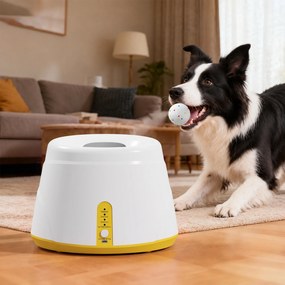 PawHut automatický vrhač míčků pro psy 6–14 m, žlutý