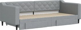 Válenda s přistýlkou a zásuvkami světle šedá 90 x 200 cm textil 3197462