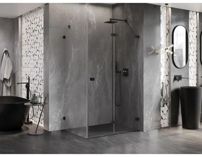 Mexen Lunar-F, sklápěcí sprchový kout pravý 100 x 80 cm, 8mm čiré sklo, černý profil, 836-100-080-70-00-P