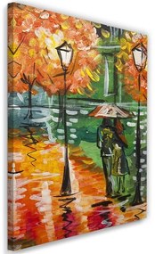 Obraz na plátně Pár Podzimní déšť jako malovaný - 80x120 cm