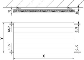 Mexen CL21 Line, panelový radiátor 500 x 1200 mm, boční připojení, 1210 W, bílá, W421L-050-120-00