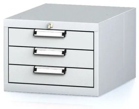 Alfa 3 Závěsný dílenský box na nářadí k pracovním stolům MECHANIC, 3 zásuvky, 480 x 600 x 351 mm, šedé dveře