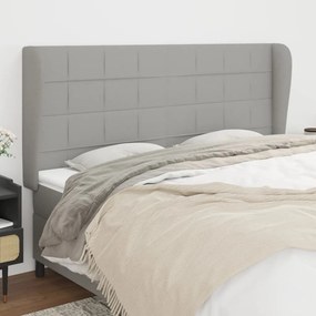 Čelo postele typu ušák světle šedé 183x23x118/128 cm textil 3117970