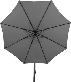 Zahradní slunečník s led osvětlením 290 cm, šedý SPRINGOS ATENA GU0046