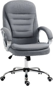 Vinsetto Kancelářská Židle Pracovní Židle Stolicová Židle Otočná Židle 360° Ergonomická Houpací Funkce Výškově Nastavitelná Šedá Látka 64 x 75 x 111-1