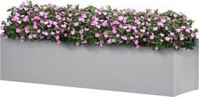 Outsunny Květinový Box, Herbový Truhlík s Odkapávacím Otvorem, Ocelový Květináč pro Balkon a Terasu, Šedý, 91 x 22 x 22cm | Aosom