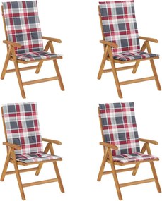Skládací polohovací křesla s polštáři 4 ks, masivní teak 3196476