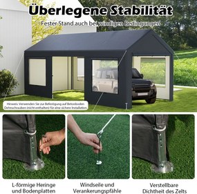 Costway Carport Stan Garáž s 8 odnímatelnými bočními stěnami a rolovacími dvířky