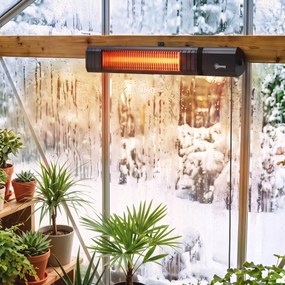 Outsunny Infračervený závěsný topný těleso 2000W z uhlíkových vláken stropní topení s aplikací, dotykové ovládání & dálkové ovládání, 9 úrovní topení